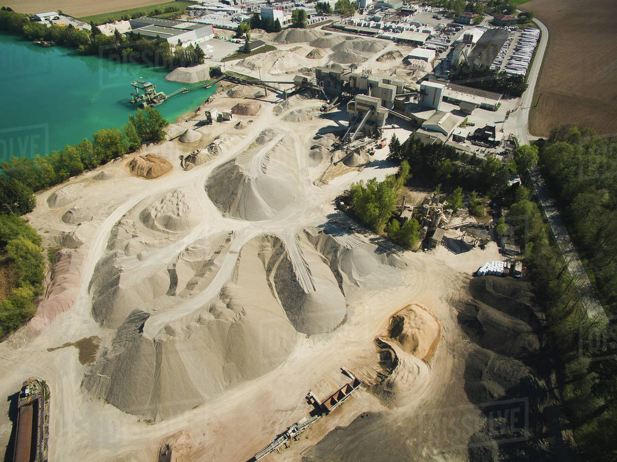 Aerial view of sand quarry or construction, Germany - Royalty-free ...