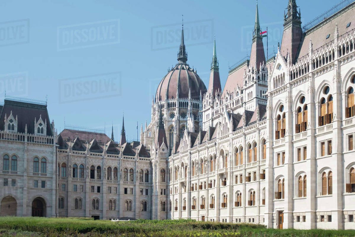 beautiful gothic architecture of famous parliament building in budapest ...