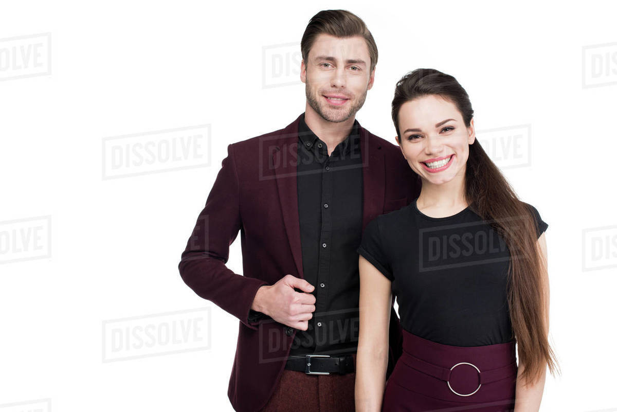 Beautiful smiling couple, isolated on white - Royalty-free Stock Photo ...