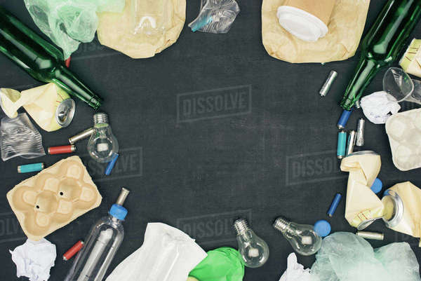 Frame of various types of trash on black - Royalty-free Stock Photo ...