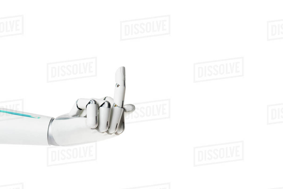 Robot hand showing middle finger isolated on white - Royalty-free Stock ...