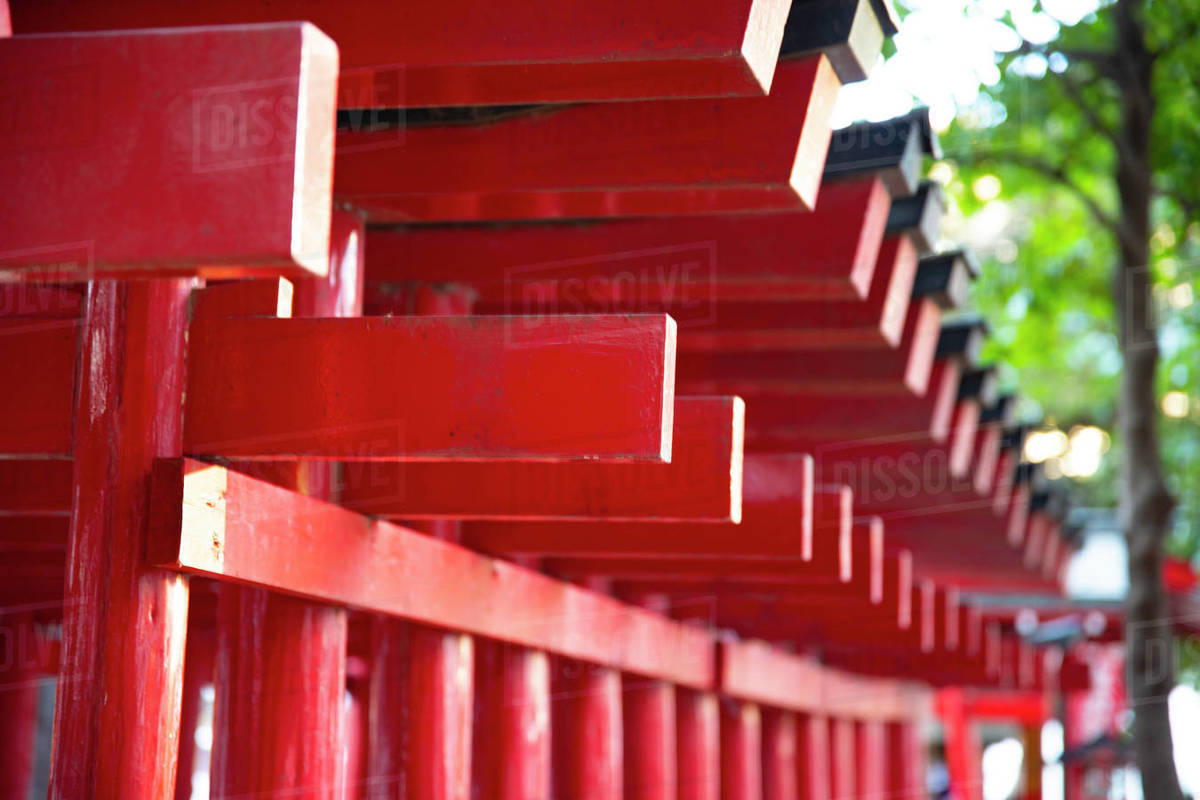 Big gate at Japanese traditional shrine. Shinjuku district Tokyo Japan ...