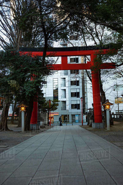 Big gate at Japanese traditional shrine. Shinjuku district Tokyo Japan ...