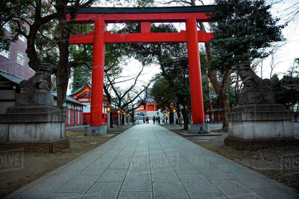 Big gate at Japanese traditional shrine. Shinjuku district Tokyo Japan ...