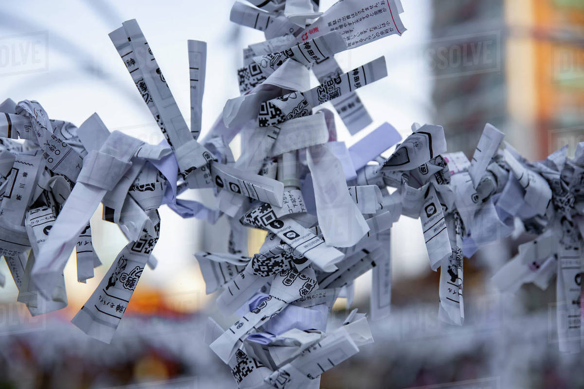 Oracles at Japanese traditional shrine. Chiyoda district Tokyo Japan ...