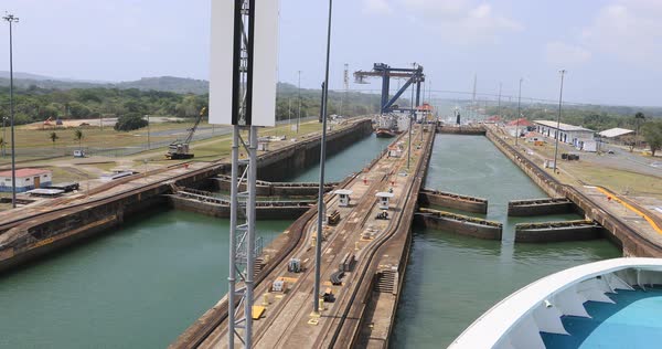 Panama Canal Pacific Ocean locks POV part 2. The Panama Canal locks ...