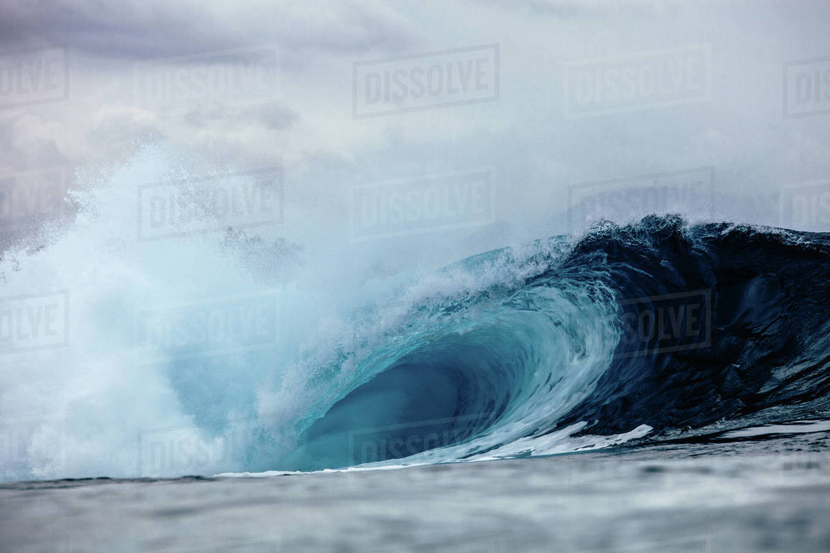 Pipeline barrel wave breaking on reef, Hawaii, America, USA - Stock ...