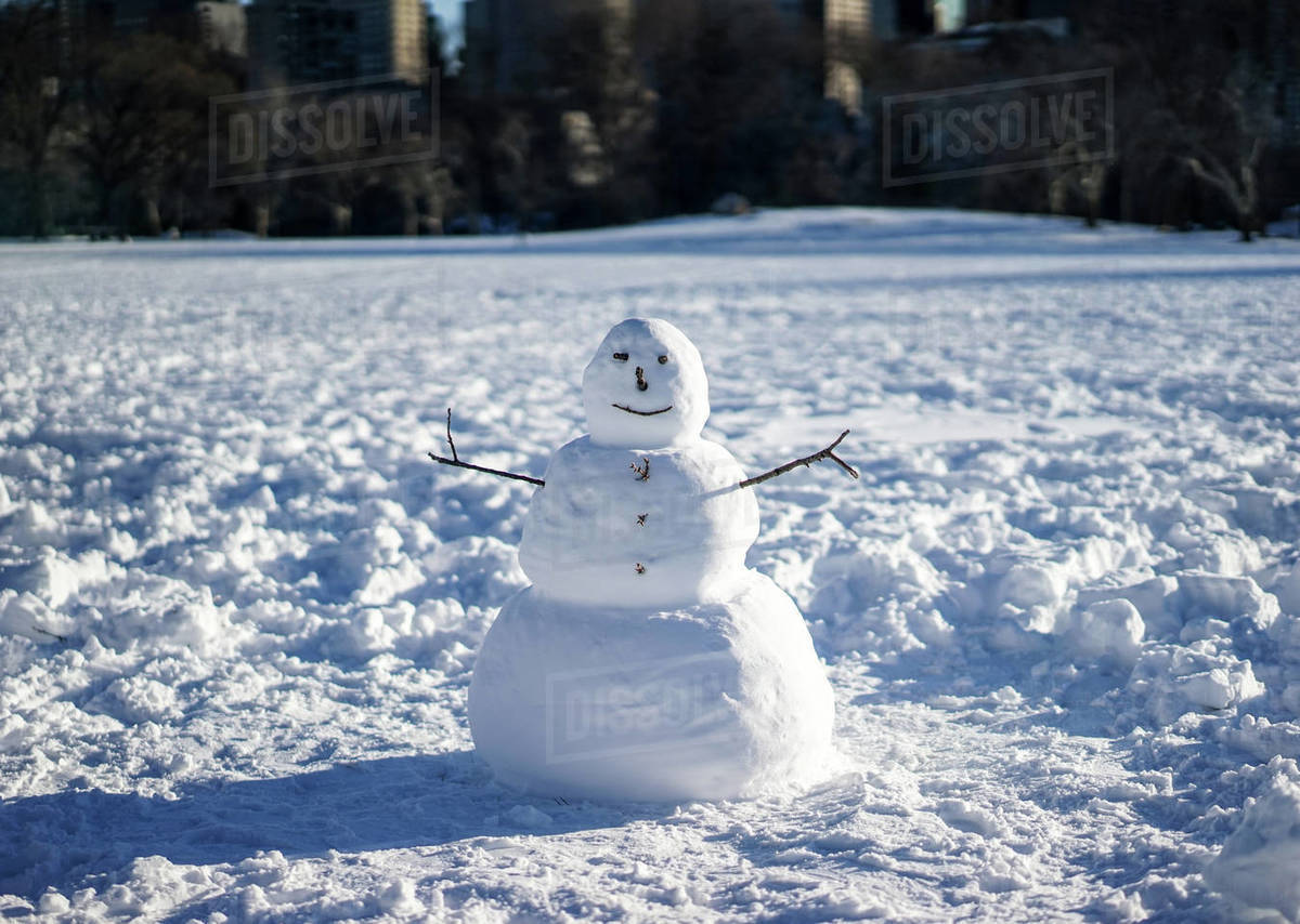 Snowman in field - Royalty-free Stock Photo | Dissolve