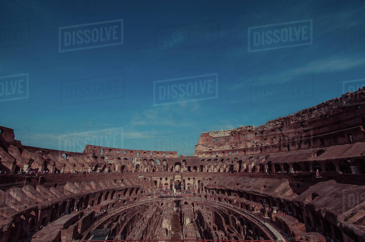 Italy, Rome, Coliseum interior ruins - Stock Photo - Dissolve