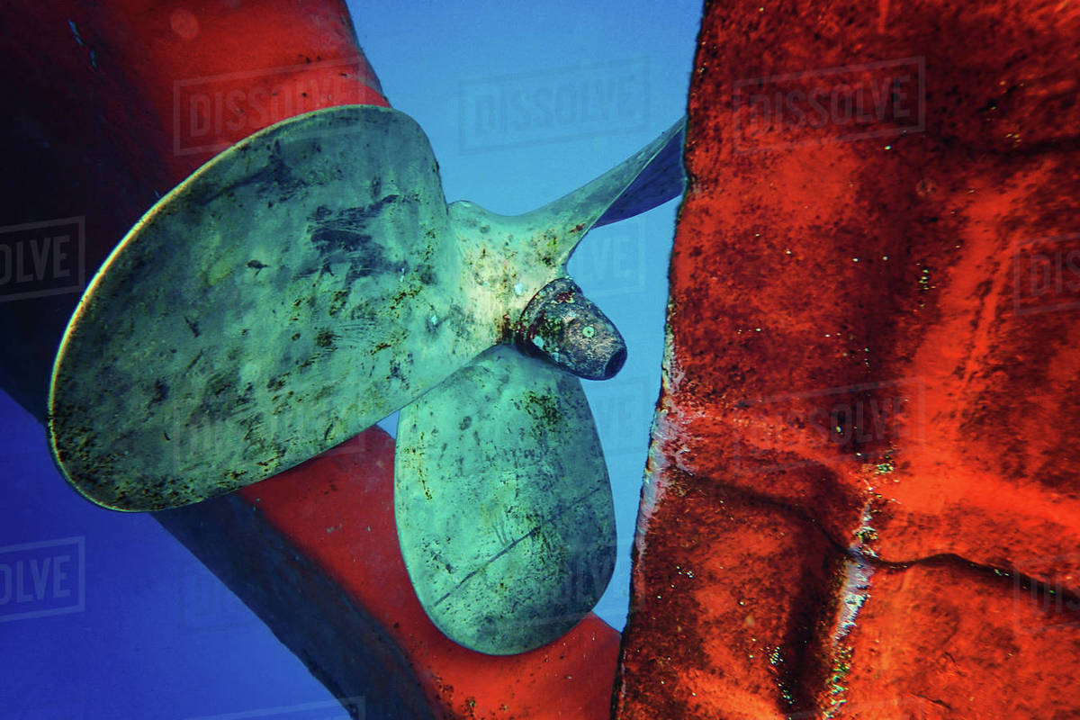 Close-up of a boat propeller underwater, Maldives - Royalty-free Stock ...