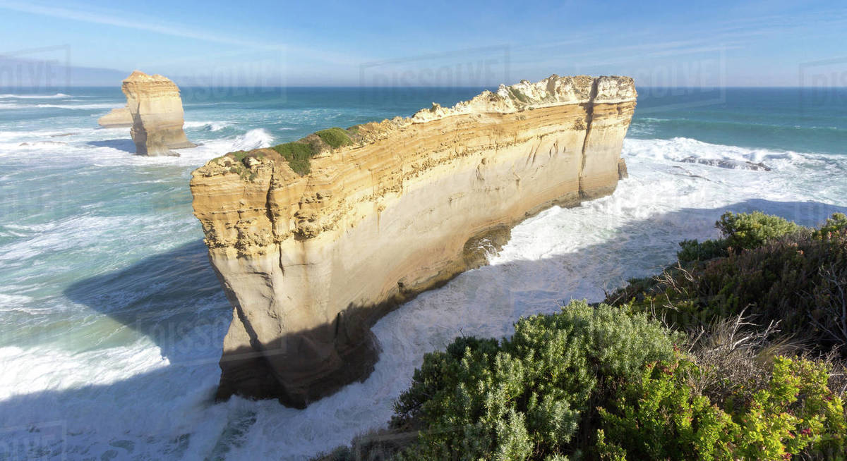 Elevated view of Coastline, Port Campbell, Victoria, Australia - Stock ...