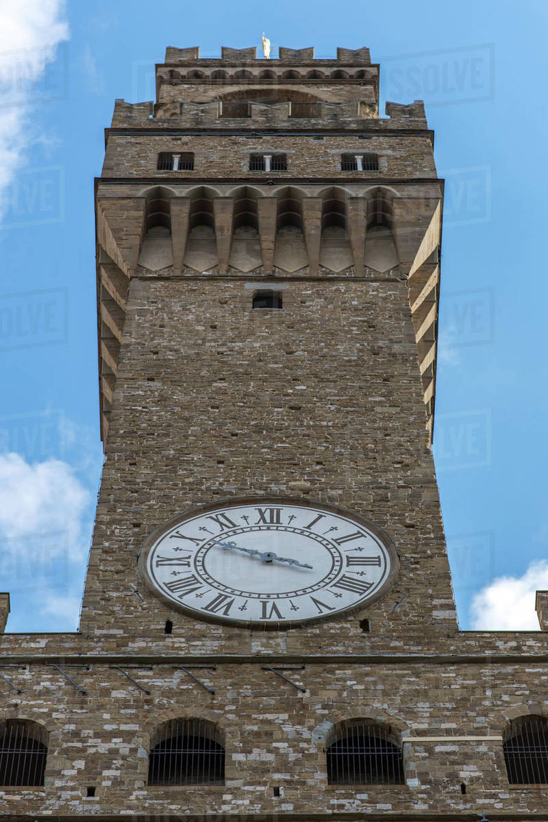 Clock tower, Palazzo Vecchio, Florence, Italy - Stock Photo - Dissolve