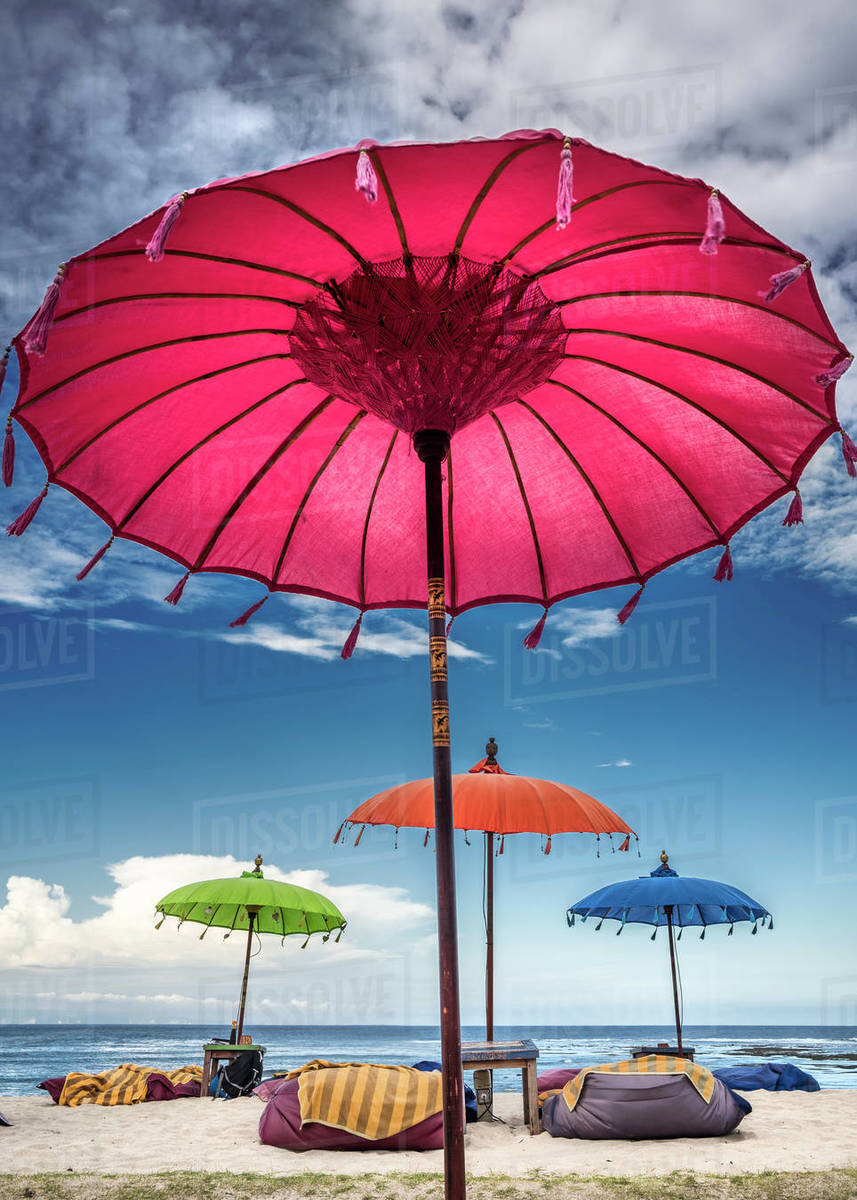 Multi-colored umbrellas on the beach, Bali, Indonesia - Royalty-free ...