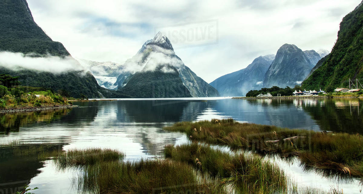 Reflections after the rain, Milford Sound, South Island, New Zealand ...