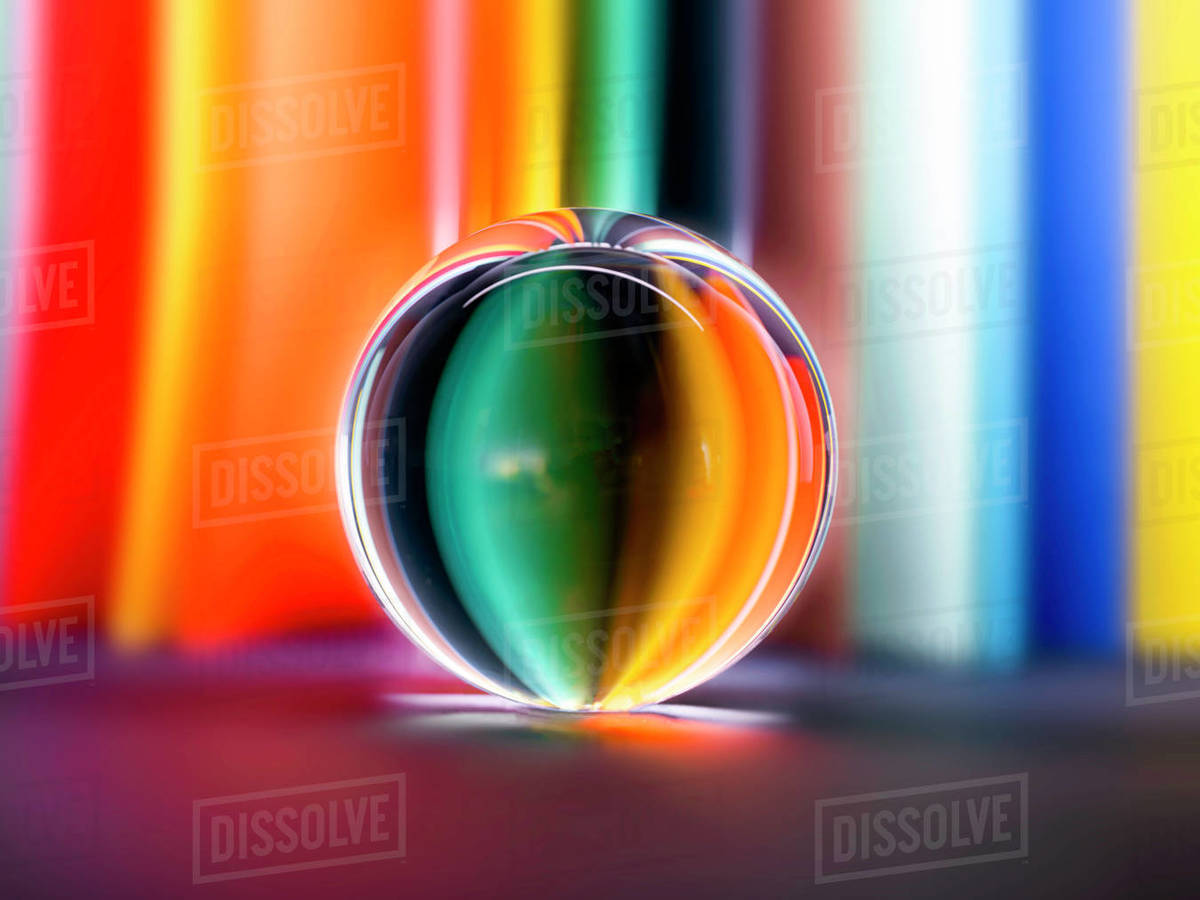 Rainbow colours reflected in a glass sphere - Royalty-free Stock Photo ...