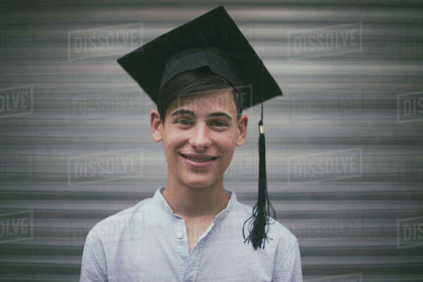 Portrait of a smiling teenage boy at graduation, Spain - Royalty-free ...