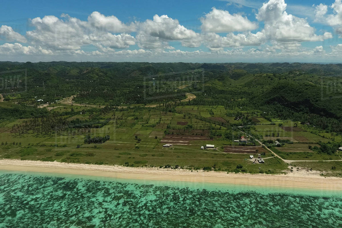 Aerial view of Seger beach, Kuta, Lombok, Indonesia - Royalty-free ...