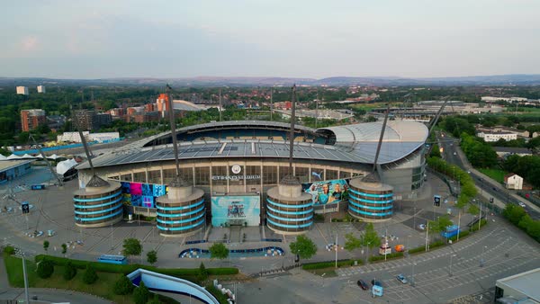 Manchester city football stadium Etihad from above - MANCHESTER, UK ...