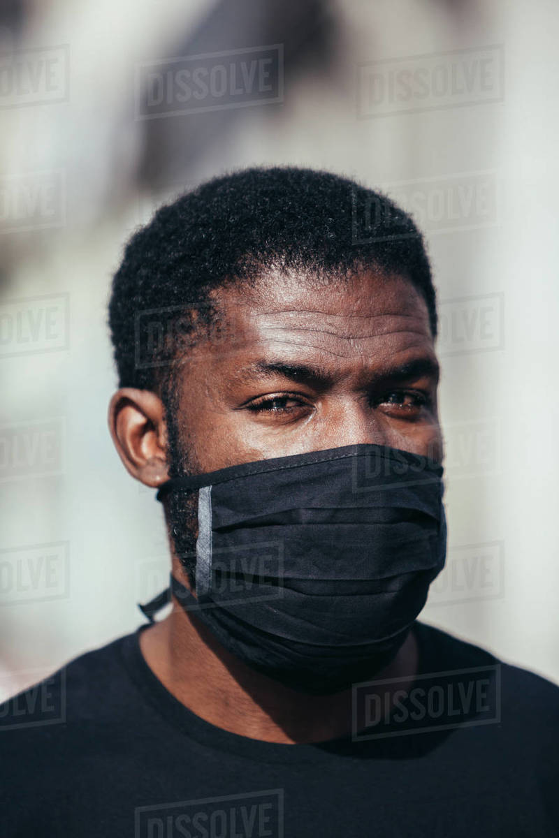 Man crying and protesting at a rally for racial equality against racism ...