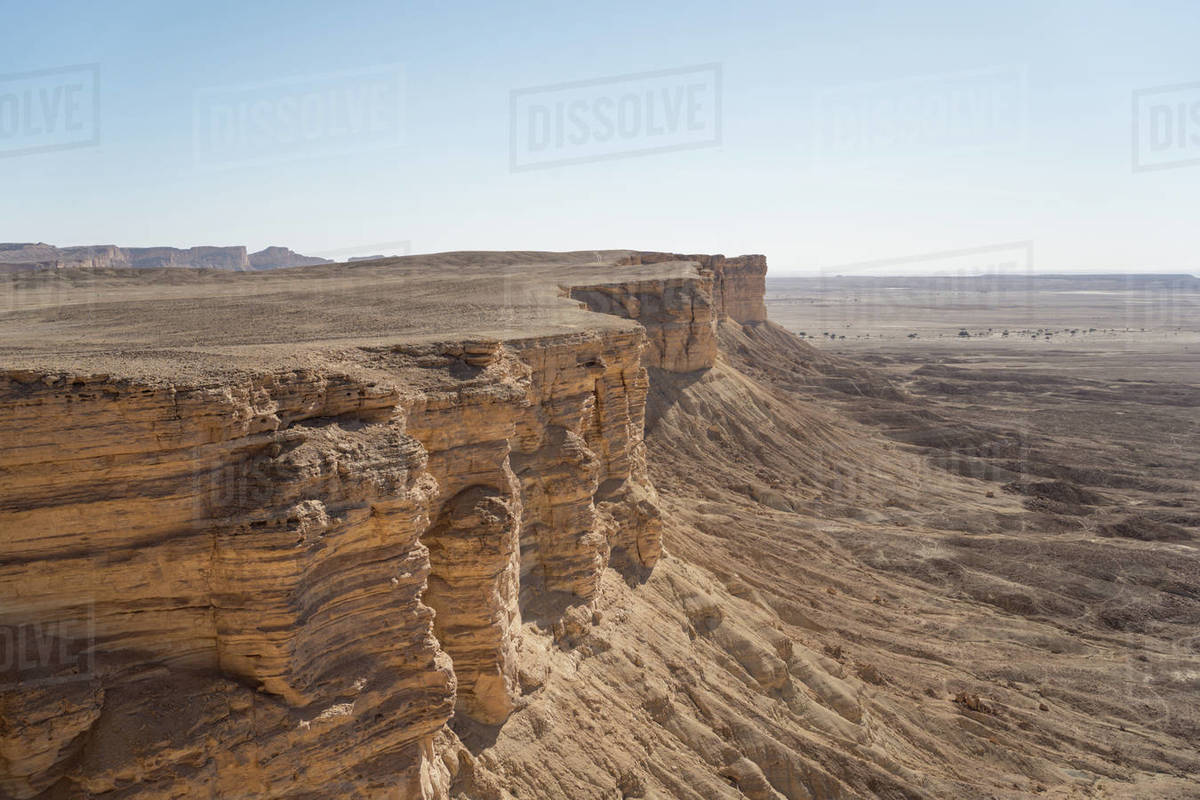 From above picturesque scenery of majestic range of cliffs in desert ...
