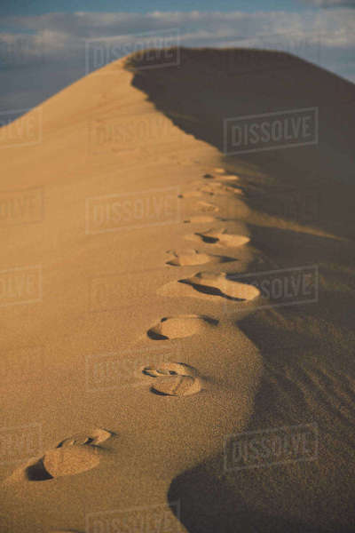 From above of spectacular view of sandy hill with loose texture and dry ...