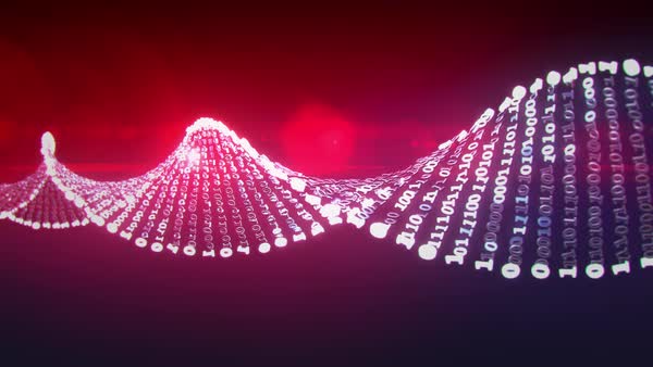 Artificial binary DNA double helix molecule data read loop ready ...