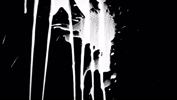 White Paint Splatter spots isolated on black Backgound with leaking ...