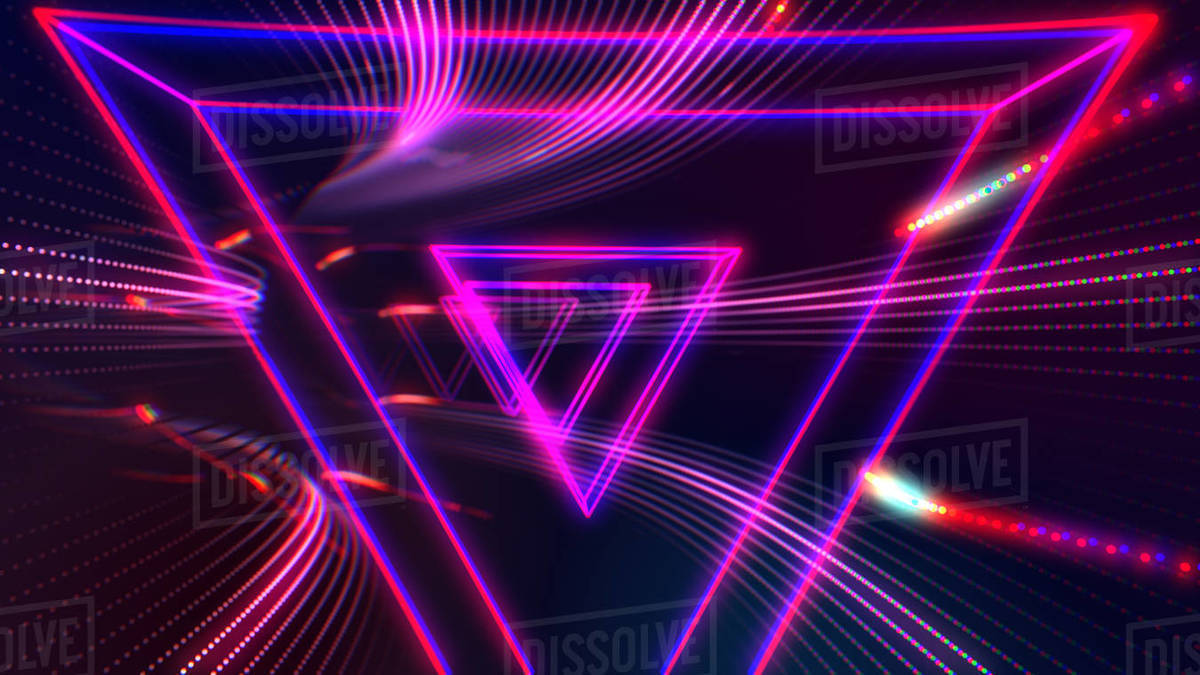 Futuristic HUD red purple triangle tunnel VJ with neon motion graphics ...