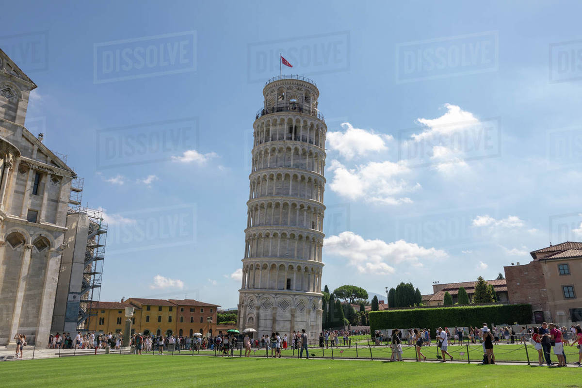 Panoramic view of Leaning Tower of Pisa or Tower of Pisa - Royalty-free ...