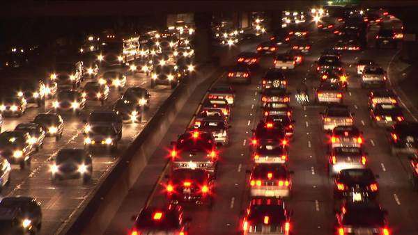 View of heavy traffic on Freeway in Los Angeles, United States - Stock ...