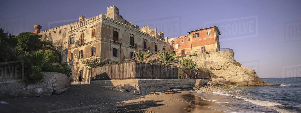 Falconara castle detail, banner image with copy space - Stock Photo ...