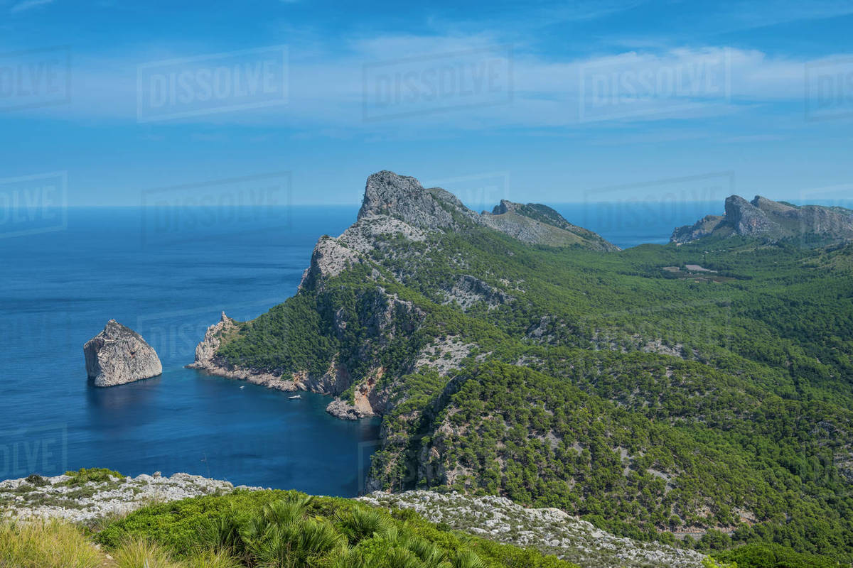 View over Cala Formentor beach, Cap Formentor, Mallorca, Balearic ...
