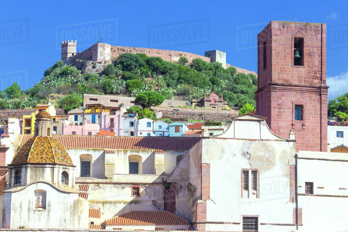 Village of Bosa with Serravalle Castle (Castle of Malaspina), Bosa ...