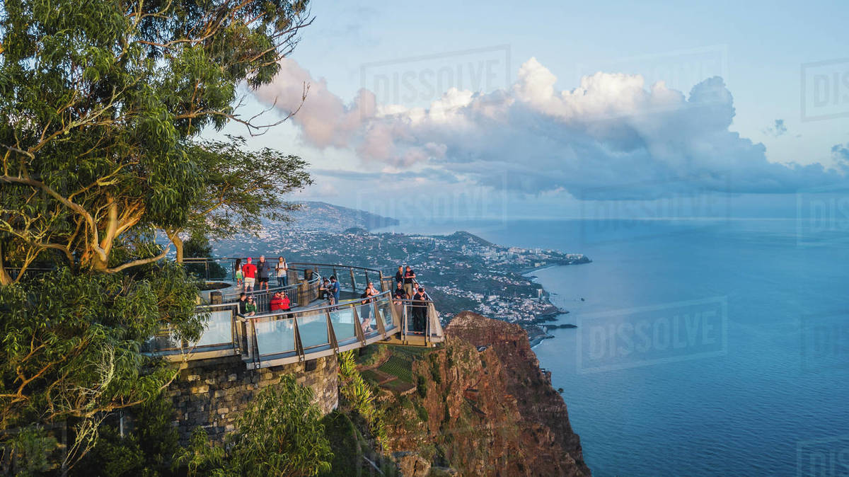 Aerial view of the highest promontory of Europe, the Cabo Girao ...