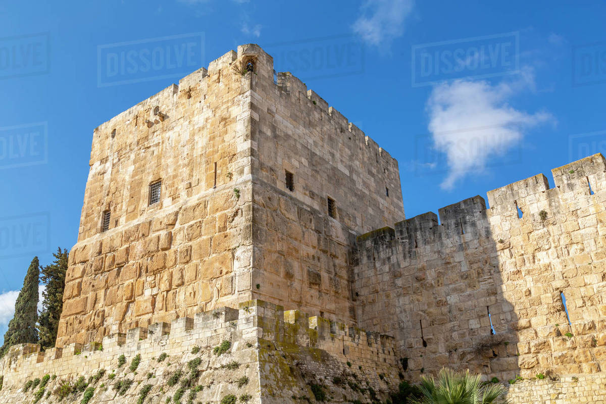 View of Old City Wall at Jaffa Gate, Old City, UNESCO World Heritage ...