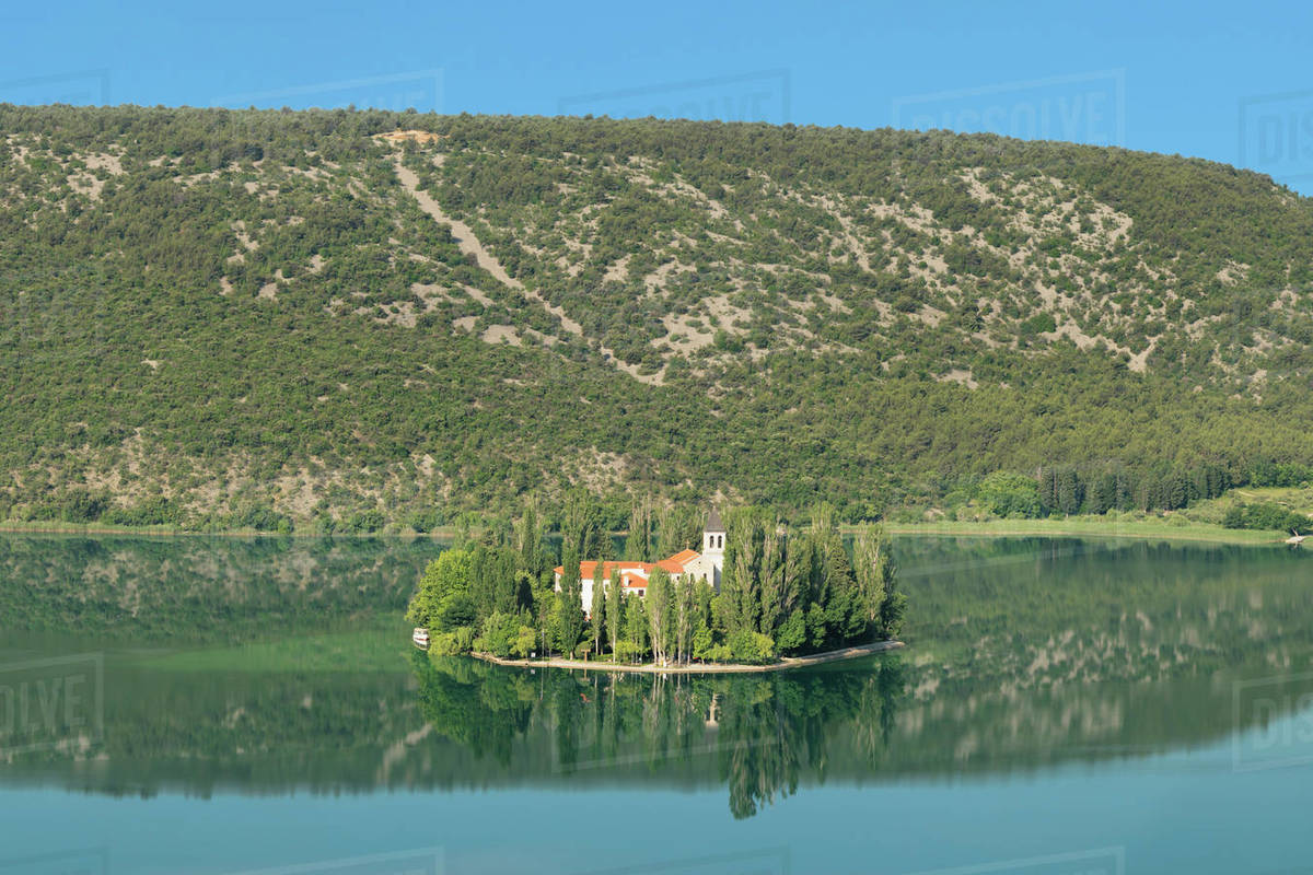 Visovac Monastery on Visovac Island, Krka National Park, Dalmatia, Croatia, Europe - Stock Photo ...