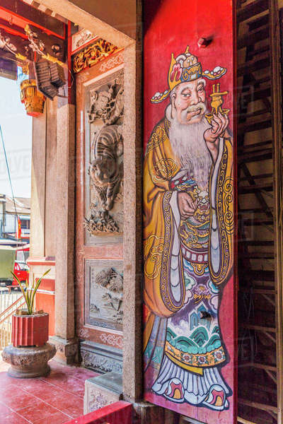 An ornate colourful door at Eng Chuan Tong Tan Kongsi clan house in ...