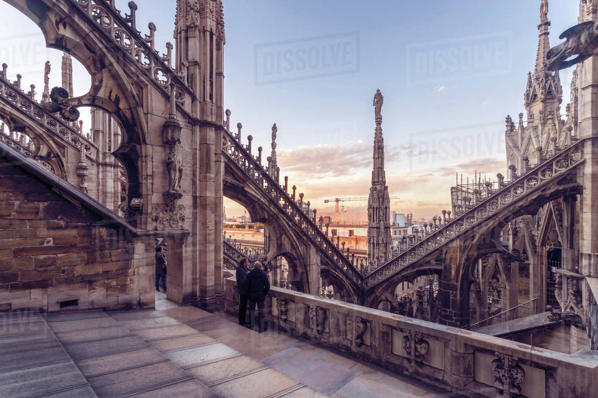 Duomo (Cathedral) in Milano from above before sunset, Milan, Lombardy ...