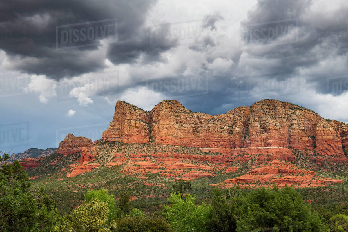 Moody sky over the Red-Rock buttes, Sedona, Arizona, United States of ...