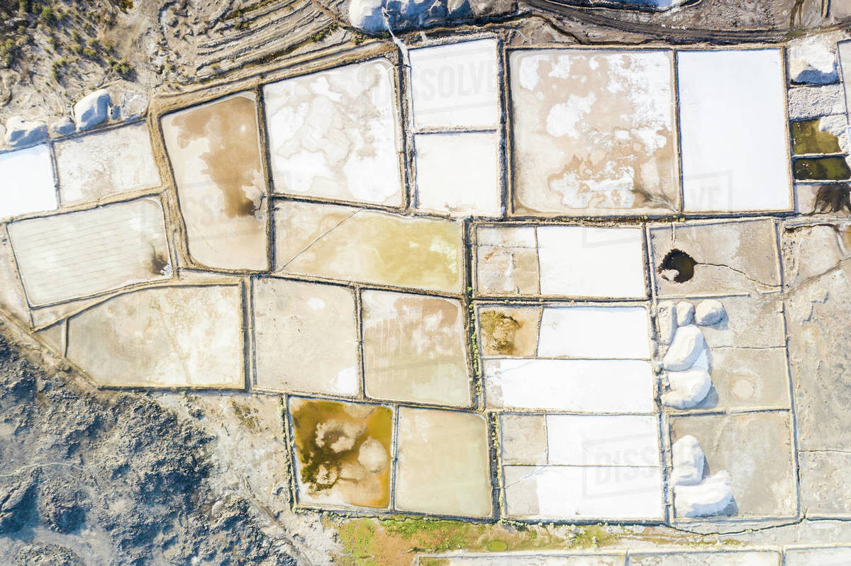 Salt tanks from above, Lake Afrera (Lake Afdera), Danakil Depression ...
