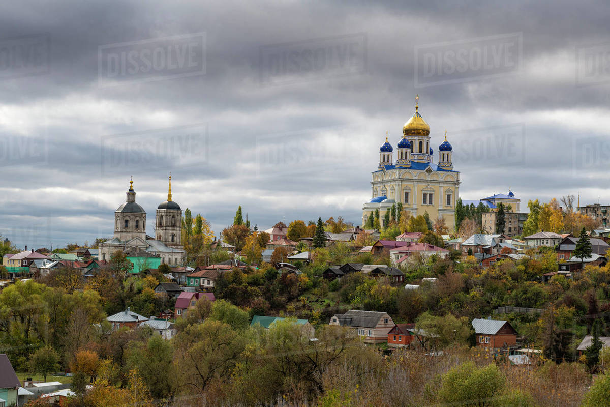 Yelets Cathedral overlooking the Bystraya Sosna River, Yelets, Lipetsk ...