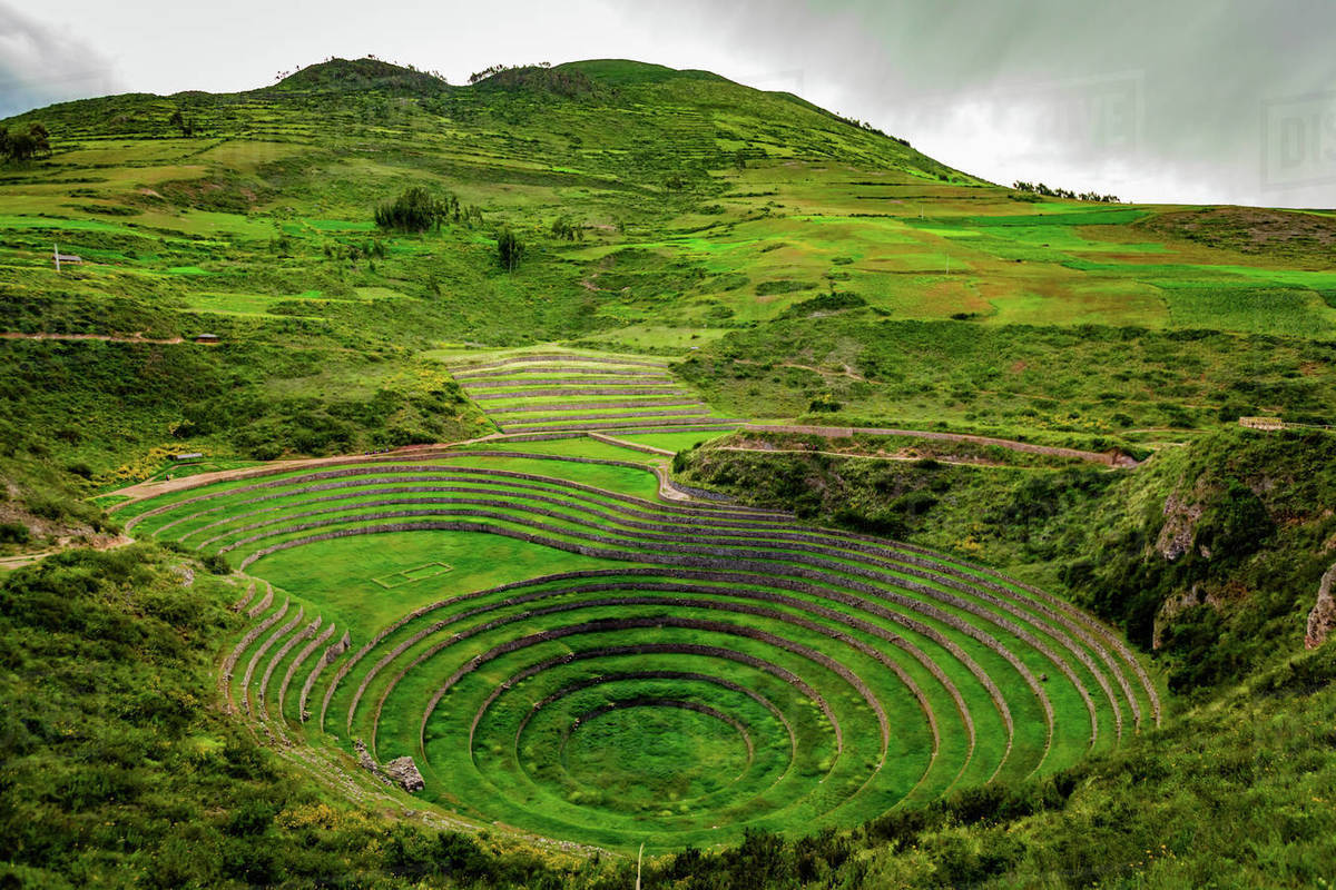 Inca terraces, ruins, Moray, Peru, South America - Stock Photo - Dissolve