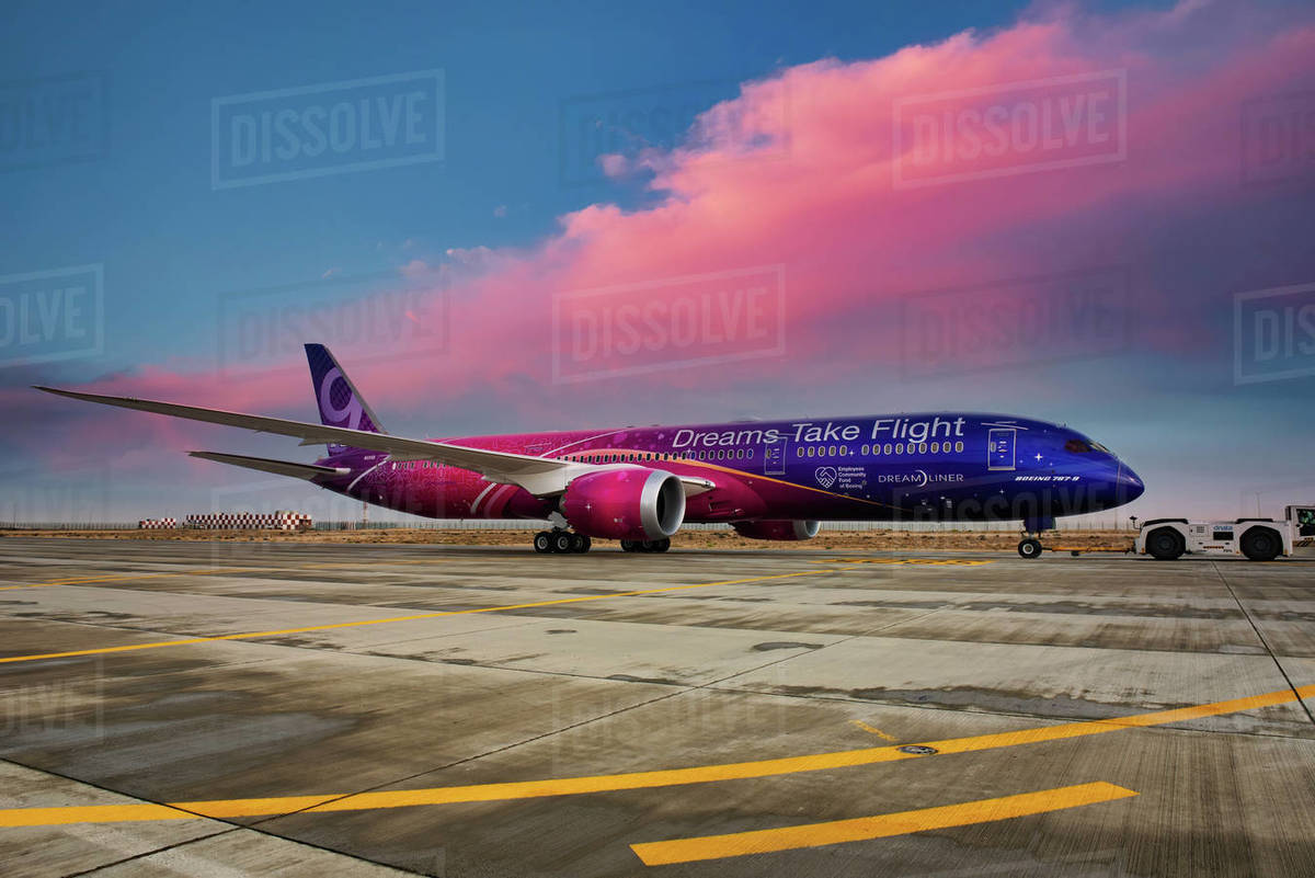 Boeing 787 Dreamliner in special livery Dreams Take Flight, Dubai ...