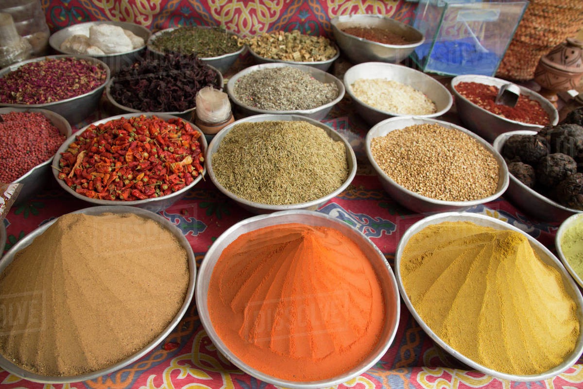 Spices, Nagaa Suhayi Gharb, Nubian Village, Aswan, Egypt, North Africa ...