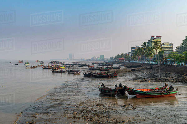 Fishing boats in the harbor of Myeik (Mergui), Myanmar (Burma), Asia ...
