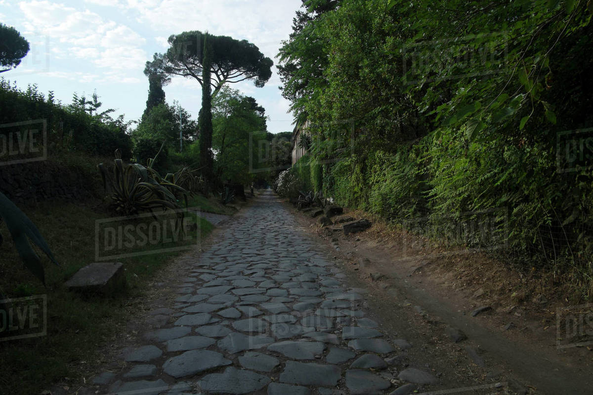 The original ancient Roman pavement on the Appian Way, Rome, Lazio ...
