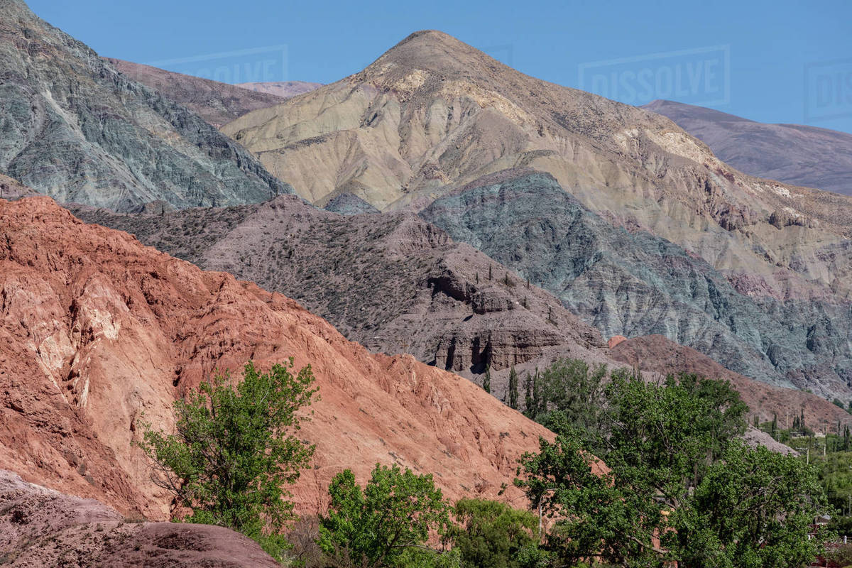 The village of Purmamarca, at the base of Seven Colors Hill, Jujuy ...