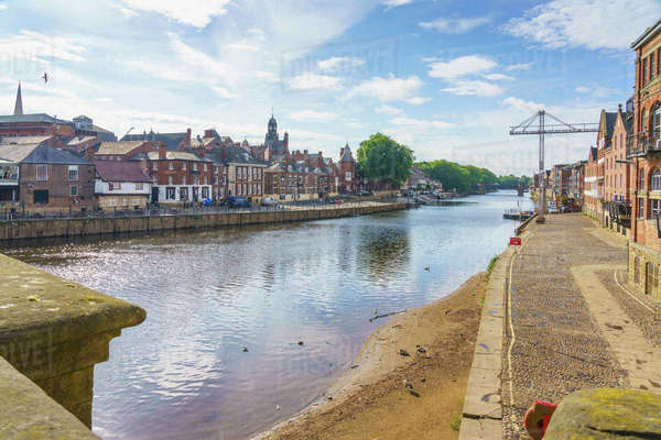 The River Ouse runs through the historic city of York, North Yorkshire ...