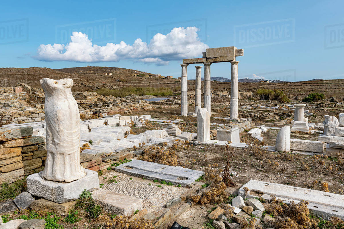 Delos, UNESCO World Heritage Site, near Mykonos, Cyclades, Greek ...