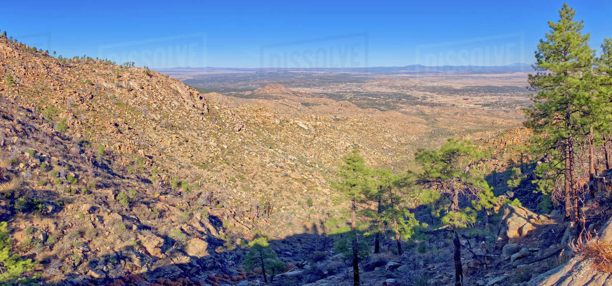 North view from the saddle of Granite Mountain in the Prescott National ...